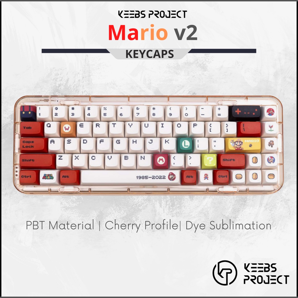 Mario Themed Keycaps XDA PBT For Mechanical Keyboard Red White Themed ...