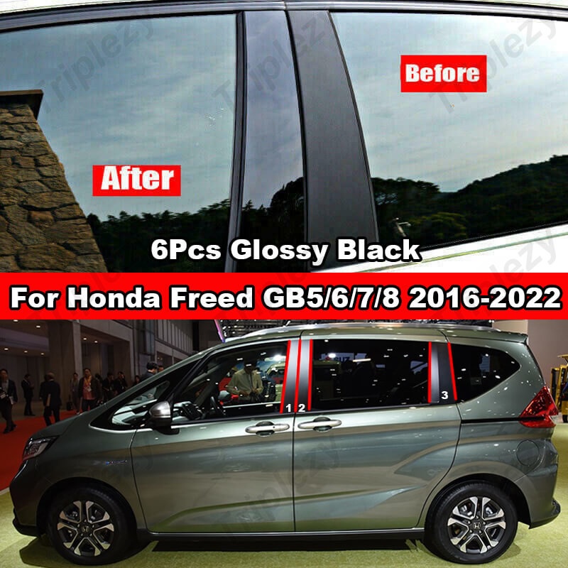6Pcs Car Window Door Column B C BC Pillar Post Cover Trim For Honda Freed GB5 GB6 GB7 GB8 2016 ...