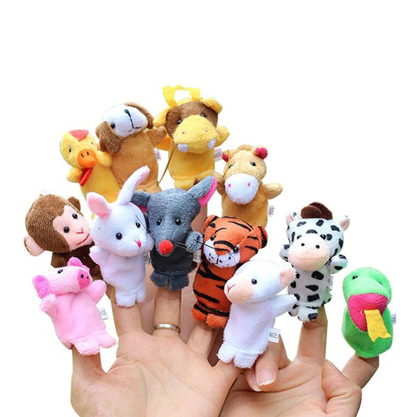 1/10PCS Baby Finger Puppets Set Cartoon Animals Design Plush Finger ...