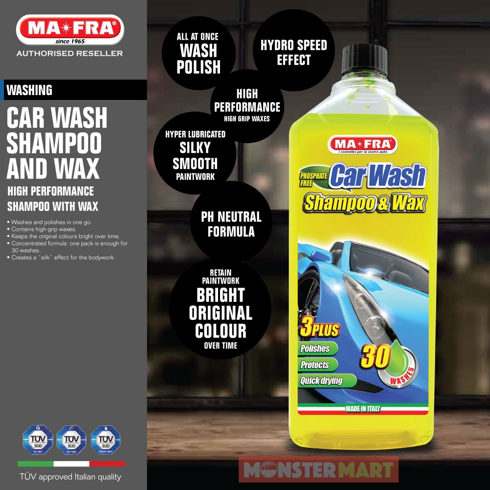 Mafra Car Wash Shampoo and Wax 1L (PH Neutral Hyper Lubricated Hydro ...