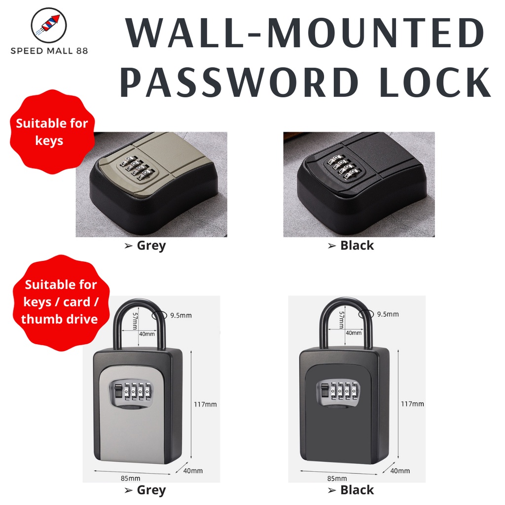 [SG READY STOCK] Premium Lock Storage Password Key Box Padlock Metal ...