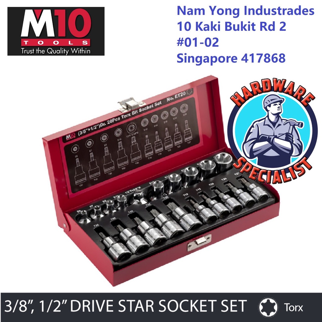 M10 ET20 3/8" And 1/2" Drive Torx Bit Socket Set / Star Bit Socket ...