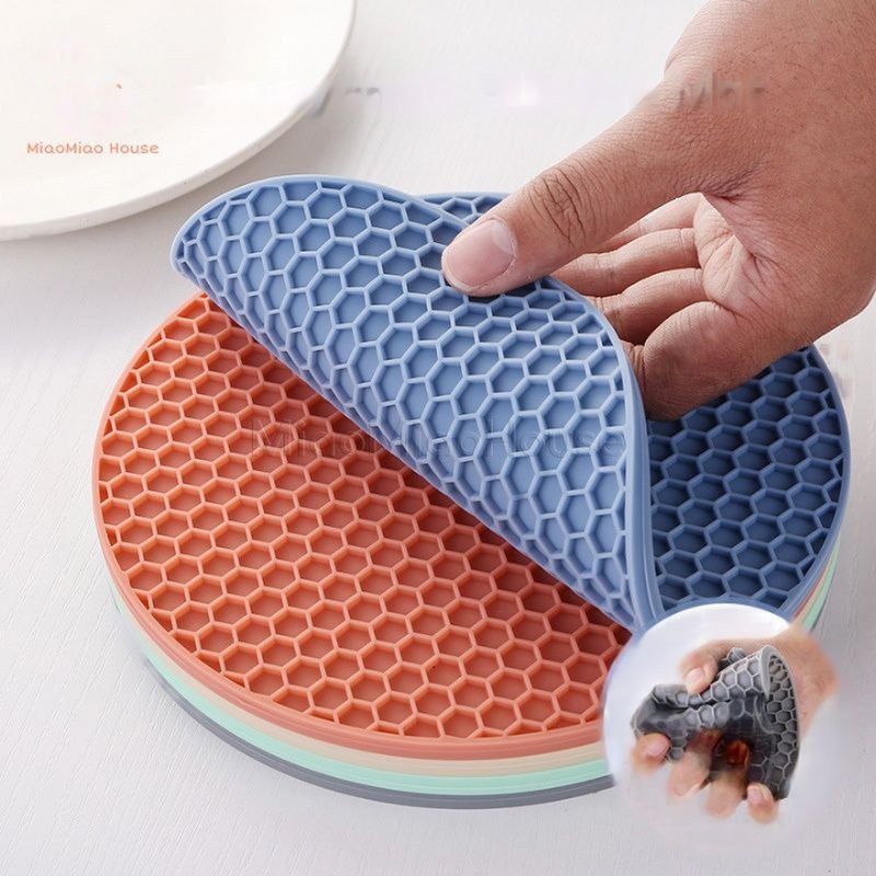 Round Silicone Heat Insulation Pad Honeycomb Heat-resistant Table Mat ...