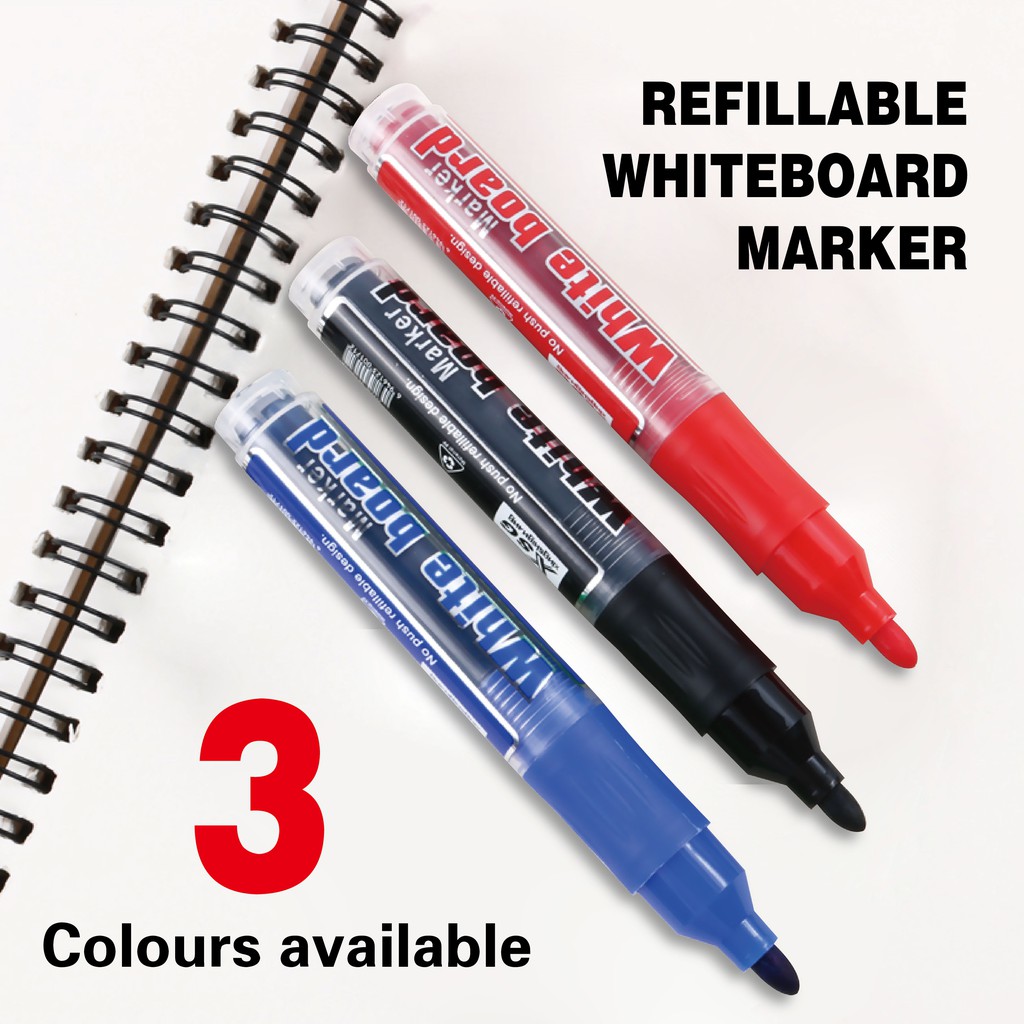 Whiteboard Marker Refillable (Bullet Tip) // OFFICE SCHOOL ERASABLE ...