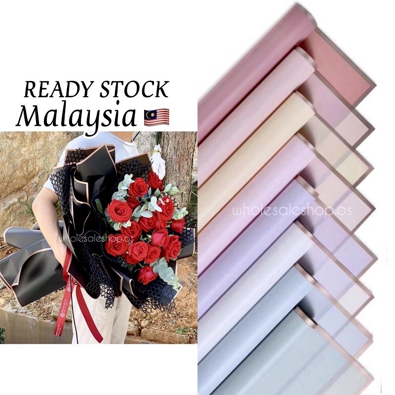 S ️20pcs Golden Frame Waterproof OPP Flower Wrapping Paper Wrapping ...