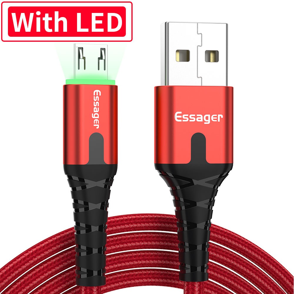 Essager Fast Charging LED Micro USB Cable 3A Data Wire Cord Microusb ...