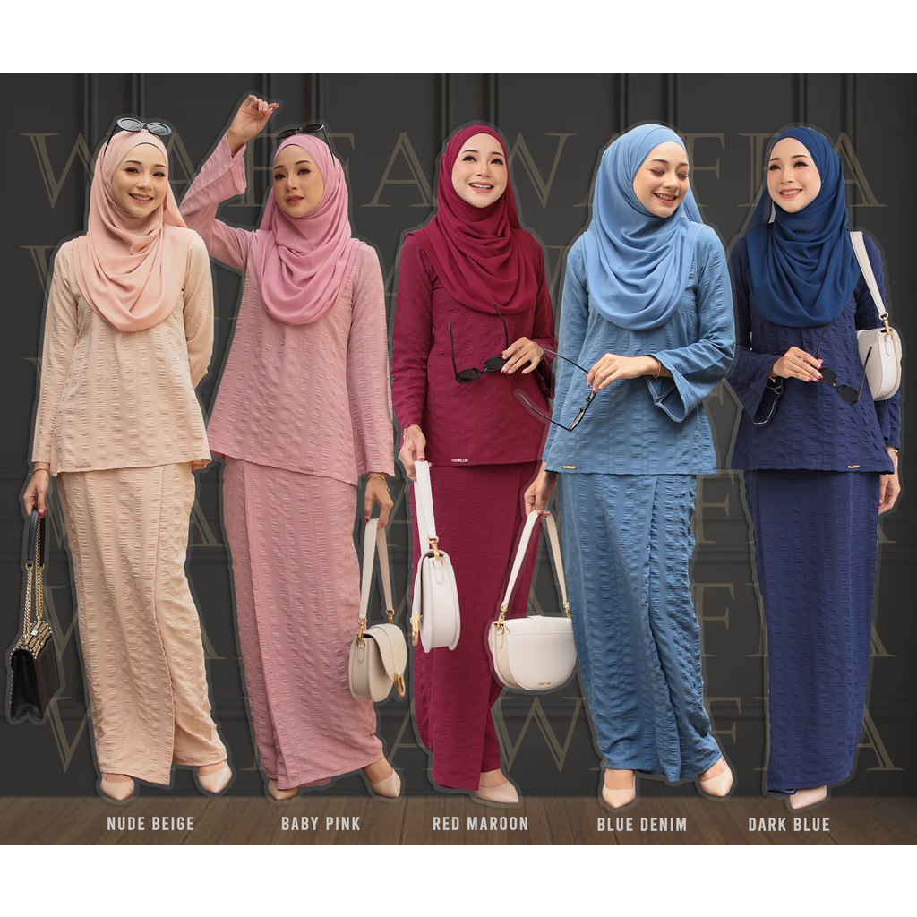 Waffa Kurung Kedah Material Bubble Cotton Ironless By Qabelle Plussize ...