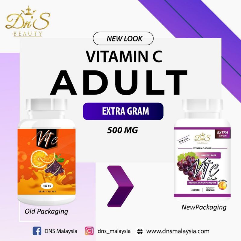 PUTIH Vitamin C Whitening Booster DNS Supplement 500mg White One Body ...