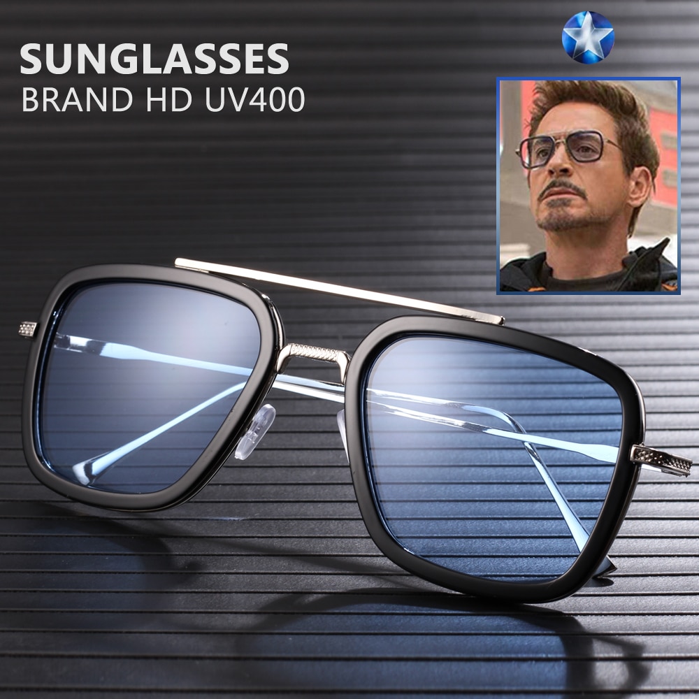 Fashion Brand Iron Man Sunglasses Men Retro Designer Sun glasses Tony ...
