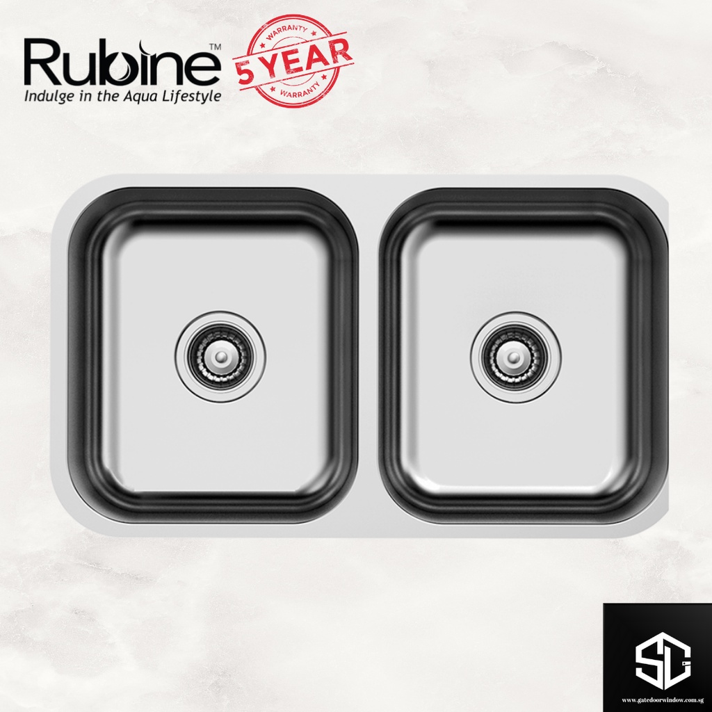 Rubine Kitchen Under Mount 2 Bowls Sink DUX 620U | Shopee Singapore