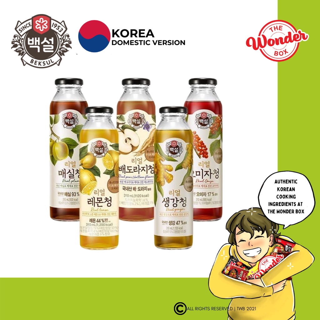 MADE IN KOREA | Korean CJ Beksul Preserved Real Lemon, Ginger, Plum, Omija Extract 310ml | THE ...