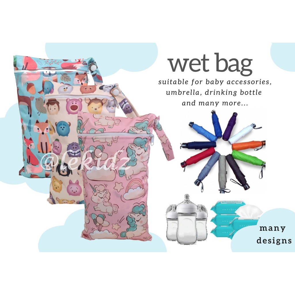 Customised Name Wet Bag Personalised Name Wetbag Umbrella/Milk Bottle ...