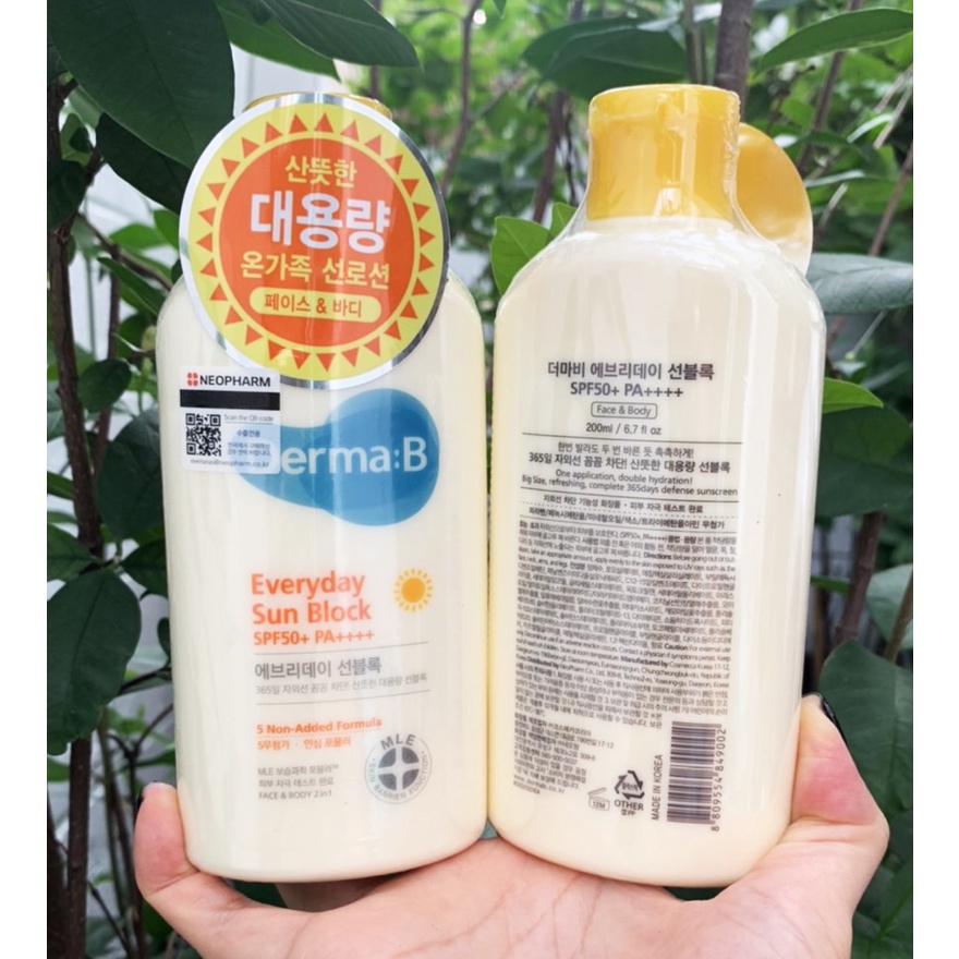 Derma: B Everyday Sun Block SPF50 + PA +++ 200ml. | Shopee Singapore