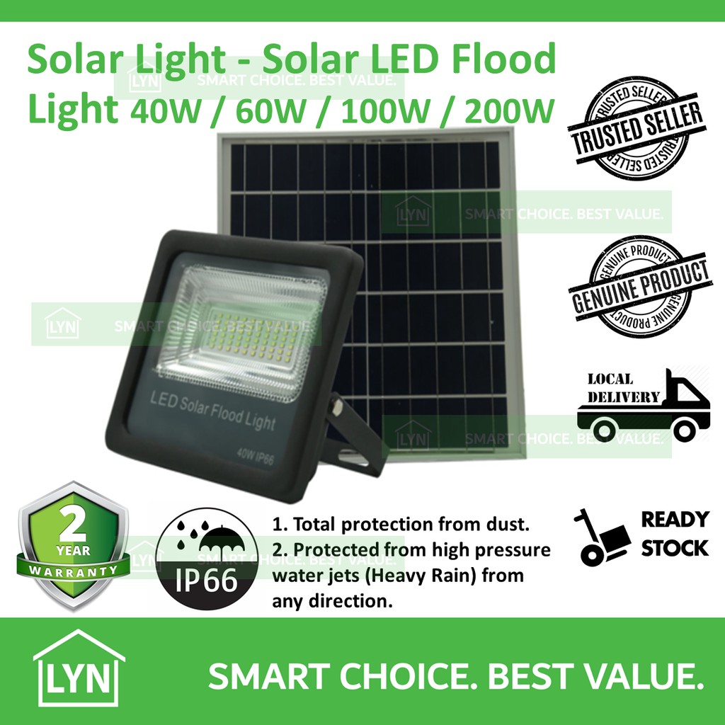 Solar LED Flood Light 40W / 60W / 120W / 200W | Shopee Singapore