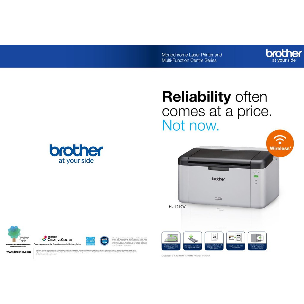 (Brother) 1210W Wireless Laser Printer 1210 W HL-1210W Print wifi 2 ...