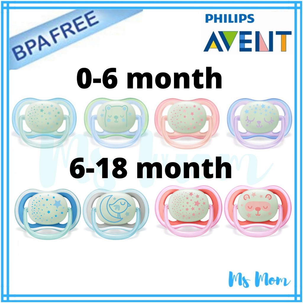 Philips Avent Ultra Air Night Pacifier 0-6m, 6-18m, 18m+ (2pcs ...