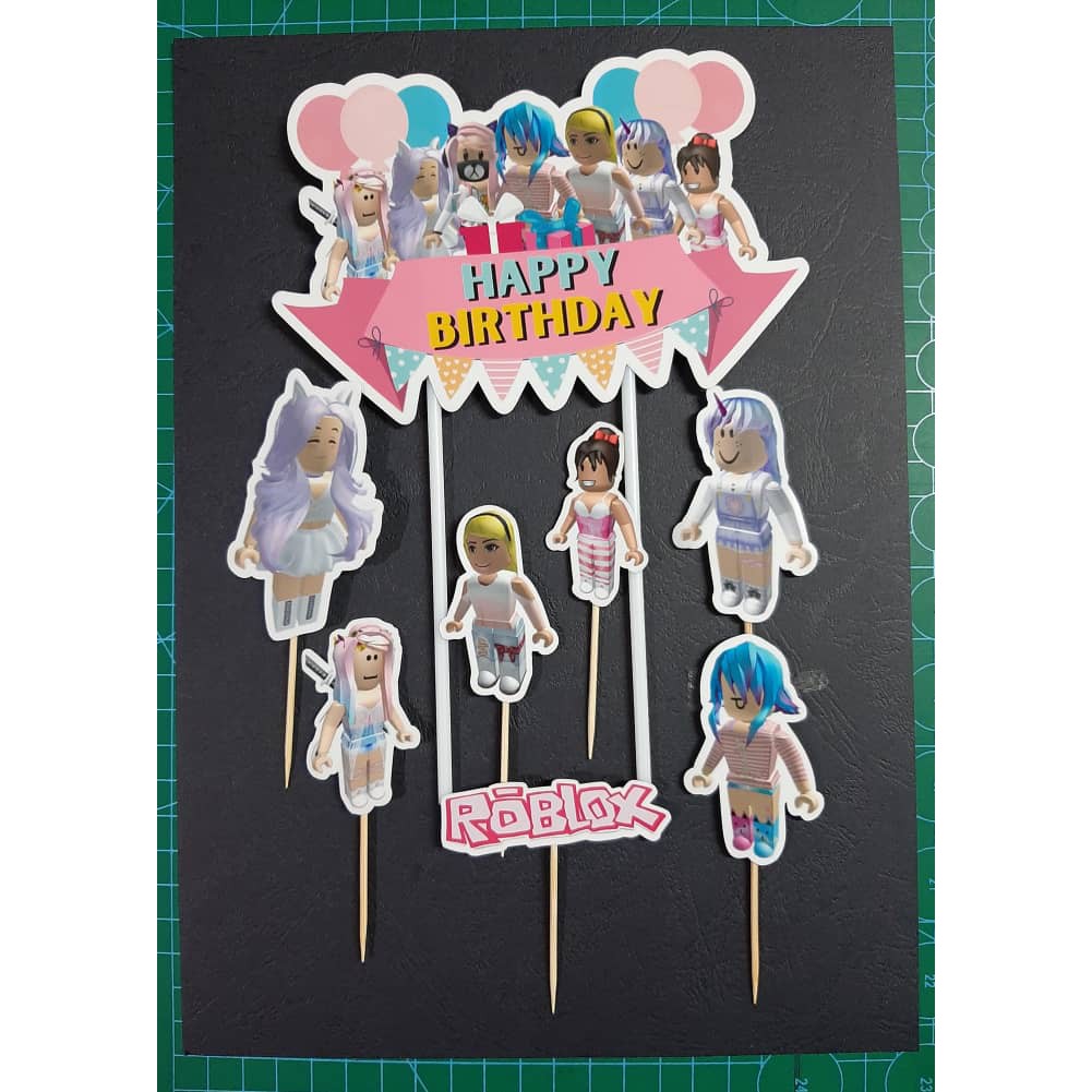 ROBLOX GIRL Readymade Cake Topper Happy Birthday Laminated | Shopee ...