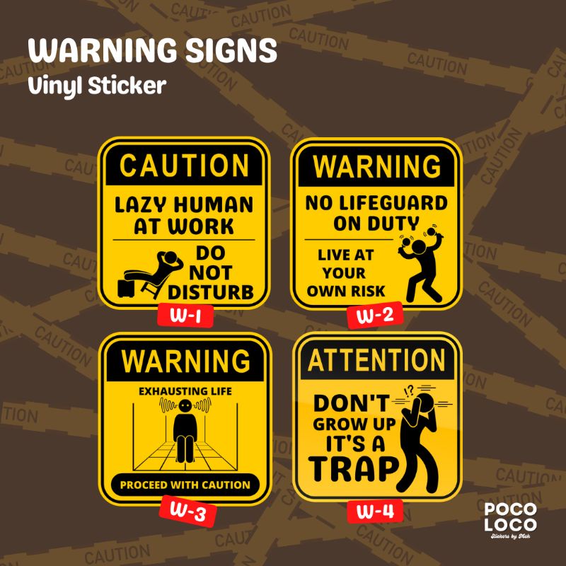 Warning Signs - 4pcs. Waterproof Vinyl Sticker Pack (pocoloco.ph ...