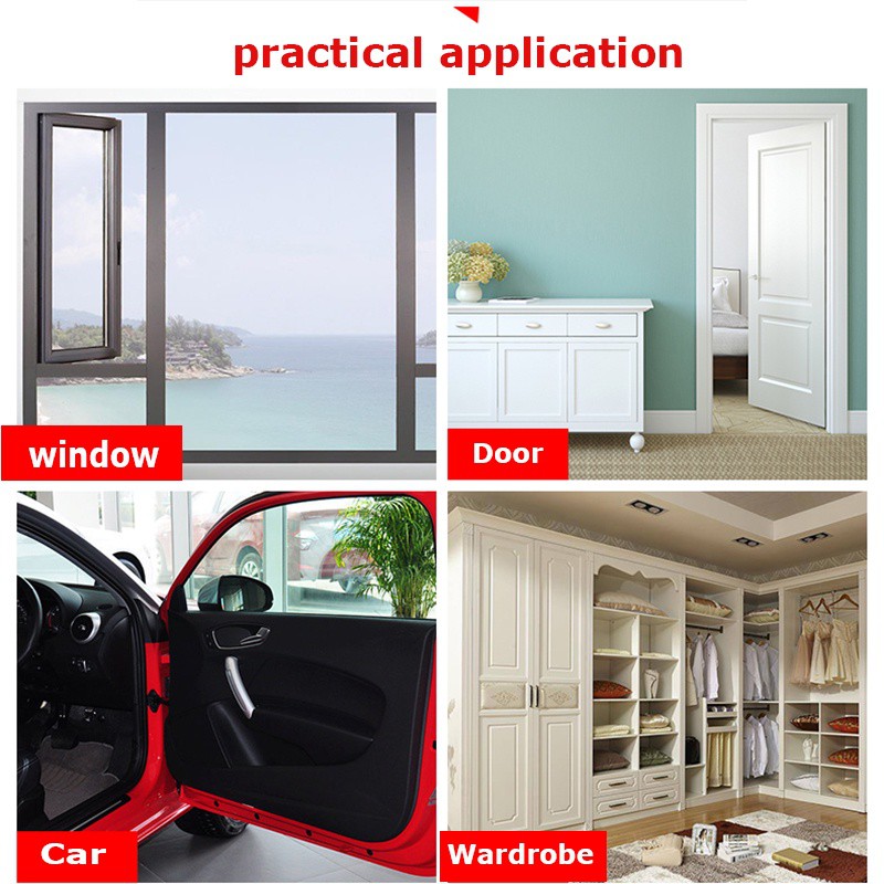 6M（3M*2）Type D Doors Window Soundproof Seal Strip Self-Adhesive Rubber ...