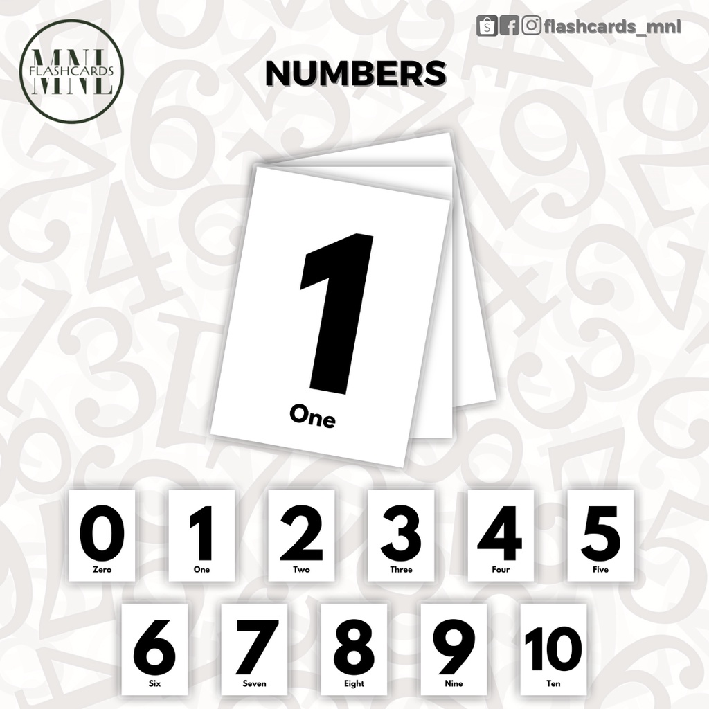 NUMBERS FULLY LAMINATED EDUCATIONAL FLASHCARDS WITH OR WITHOUT RING ...