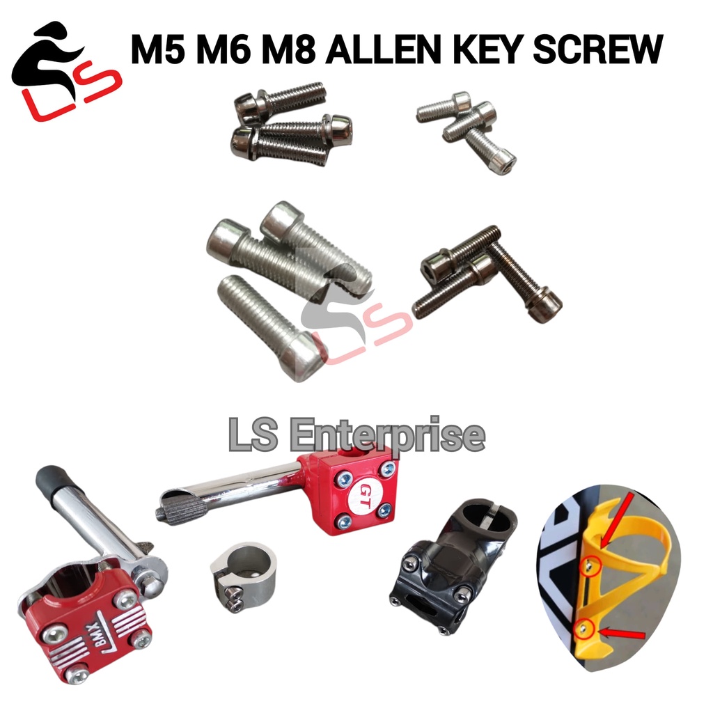 M5 M6 M8 Bicycle Allen Key Nut Screw Stem Bar Seatpost Clamp Bottle ...