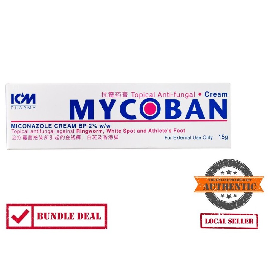 Mycoban Anti-fungal Cream (Miconazole 2%) 15g (Effective for Ringworm ...