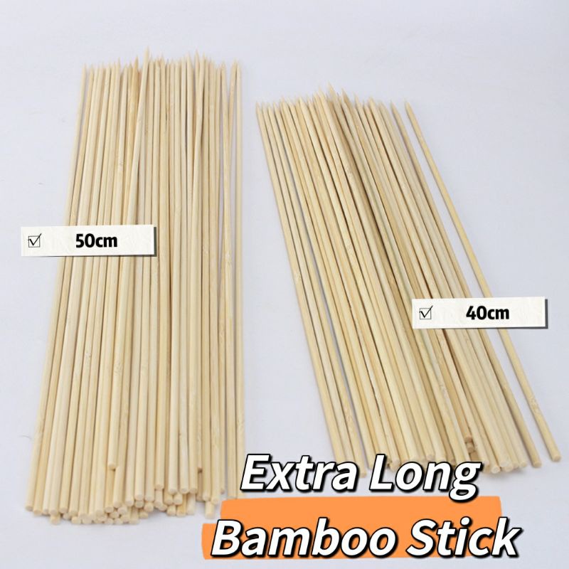 40cm 50cm Extra Long Bamboo Stick Skewer for Bouquet Snack Flower lidi ...