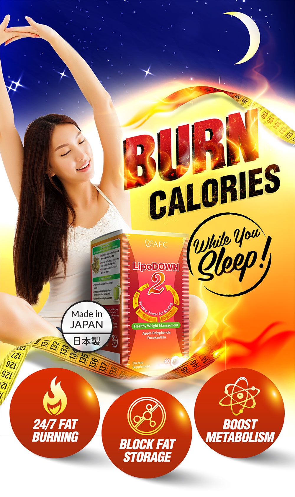 [3 Boxes] AFC LipoDOWN 2 Weight Loss Slimming Natural Calorie & Fat ...