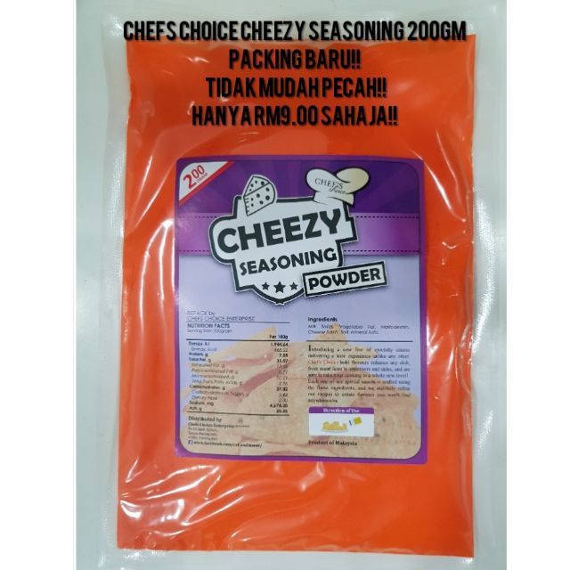 Chefs Choice Cheese Seasoning Powder 200gm (Packing Baru!!) | Shopee ...