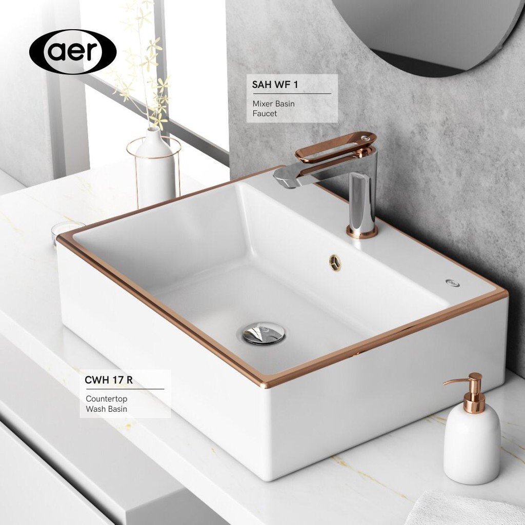 AER Bundle Counter top Basin With Basin Mixer Tap | Shopee Singapore
