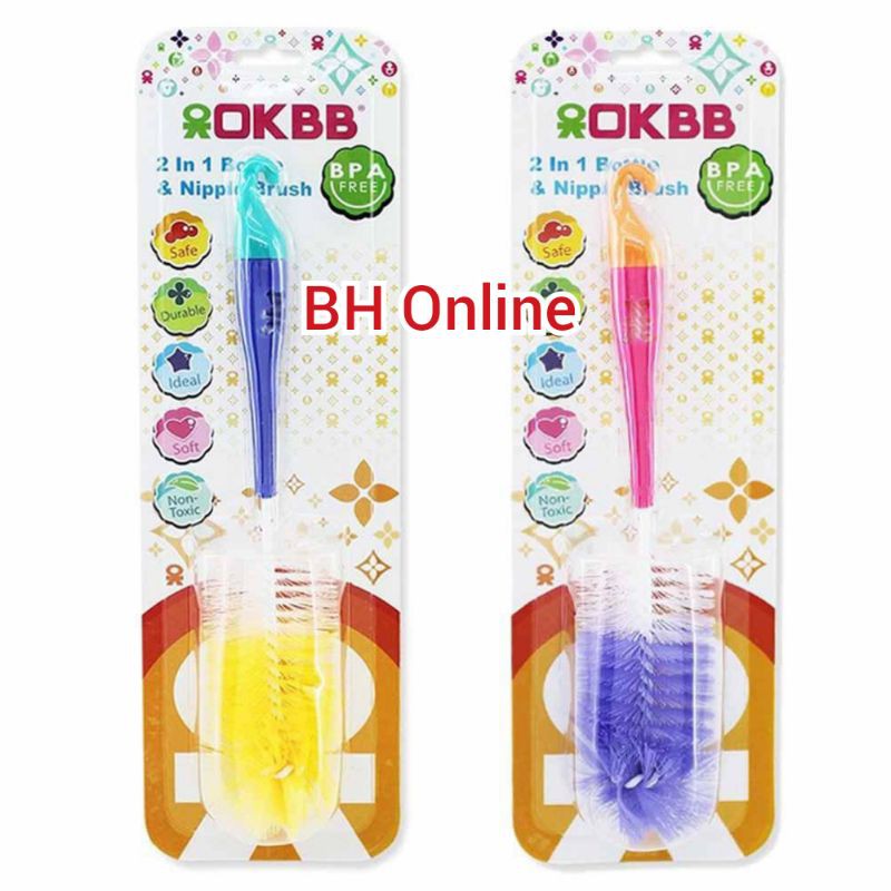 OKBB BOTTLE & NIPPLE BRUSH ( COLOUR RANDOMLY PICK ) | Shopee Singapore