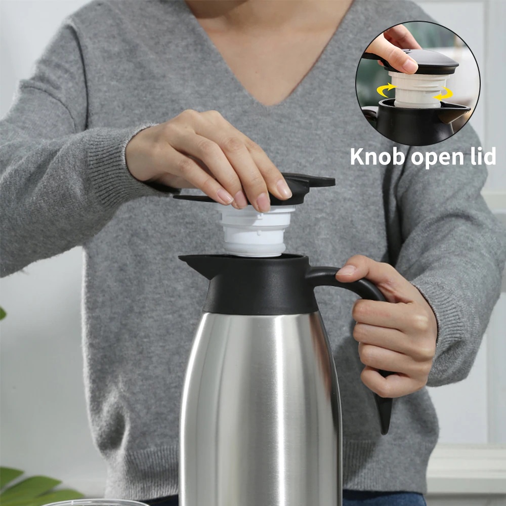 🇸🇬 Stainless Steel Thermal Flask Vacuum Insulated 2000ML 2L Coffee Tea ...