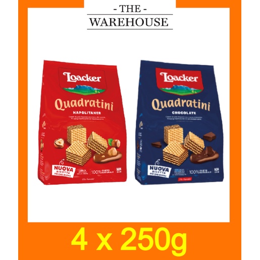 Loacker Quadratini Wafer, Napolitaner and Chocolate 4 x 250g - Local ...