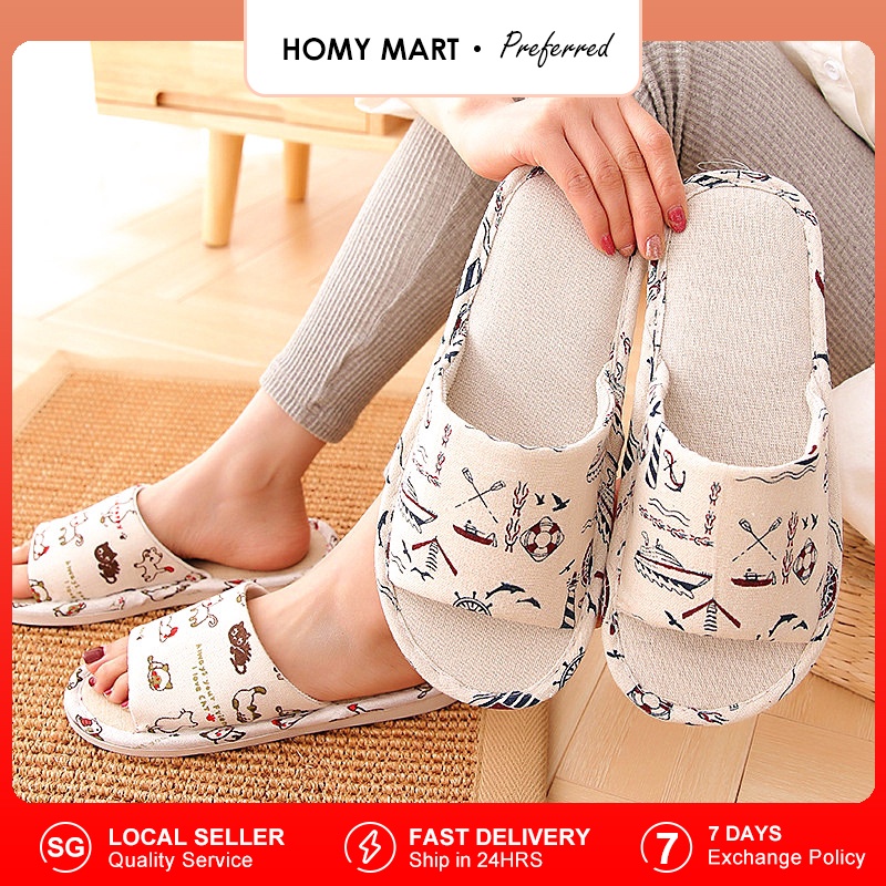 Women Men Cotton and Linen Soft Bottom Slipper Home Indoor Slippers ...