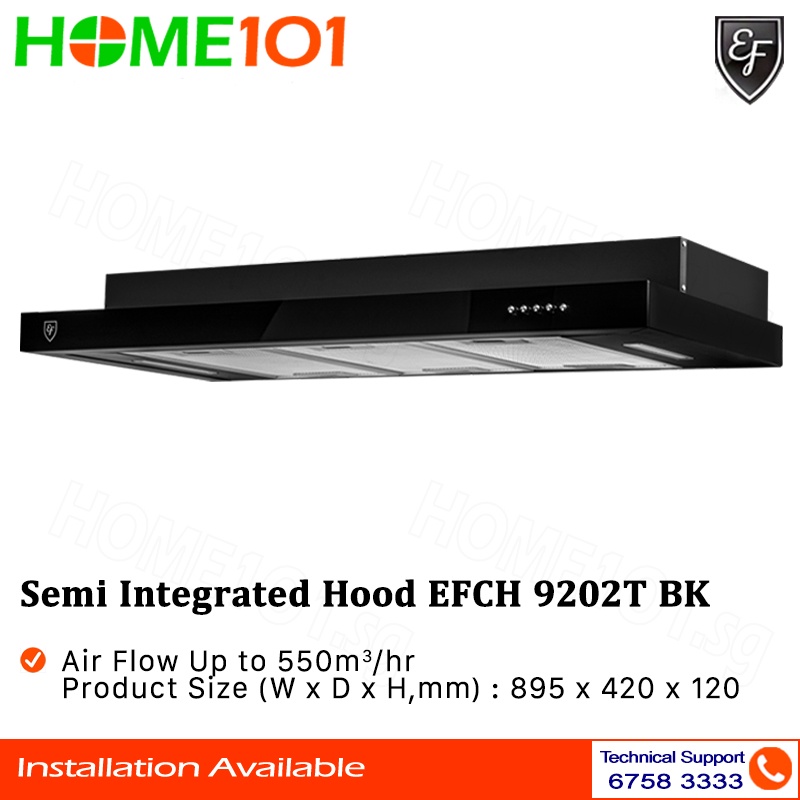 EF Semi Integrated Hood 90cm EFCH 9202T BK | Shopee Singapore