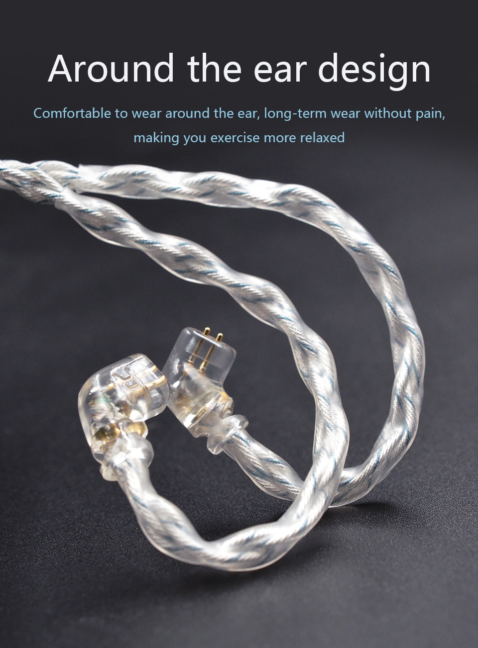 KZ Earphone Cable 8 Core Silver Blue Hybrid 784 cores Silver plated ...