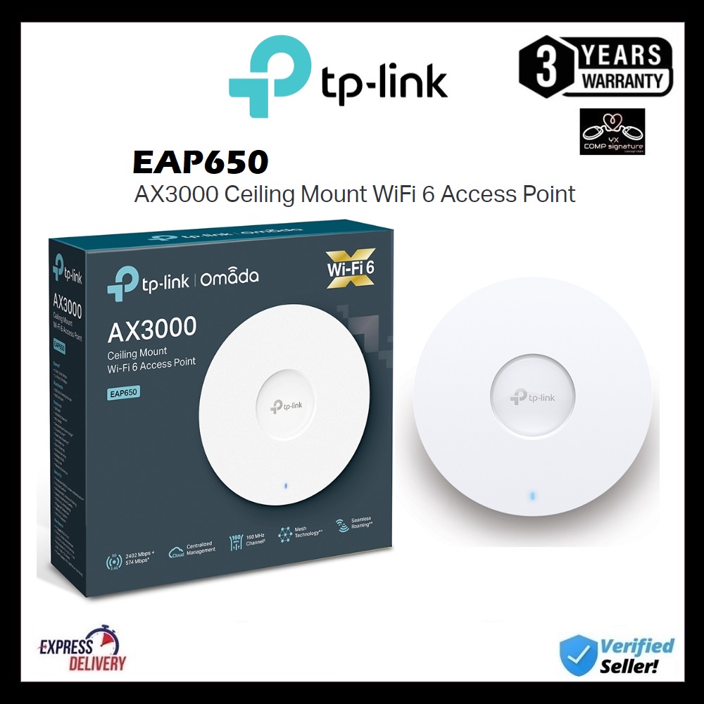 TP-Link EAP650 AX3600 Wireless Dual Band Multi-Gigabit Ceiling Mount ...