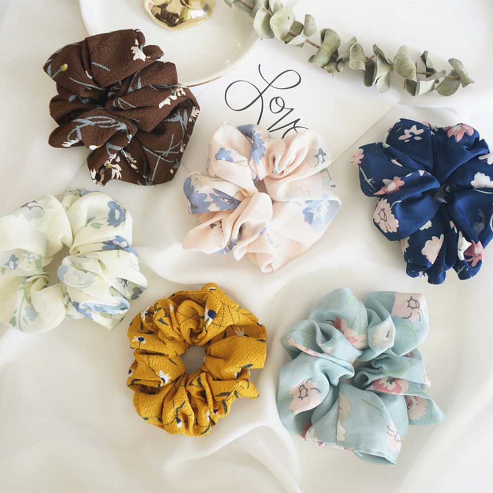 Trendy Girl Lady Floral Hair Scrunchies Bun Ring Elastic Sports Dance ...