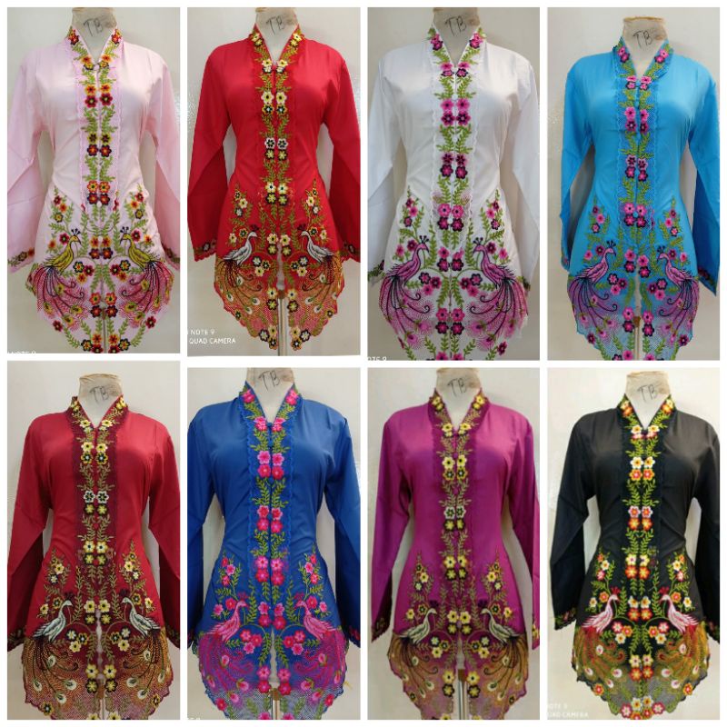 KATUN Modern Embroidered Encim Kebaya Long Sleeve Betawi Jumbo Cotton ...