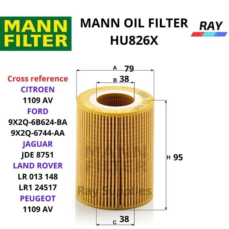 MANN OIL FILTER HU826X CITROEN C5 II C6 JAGUAR F-Pace(X761)XF(X250)XF ...