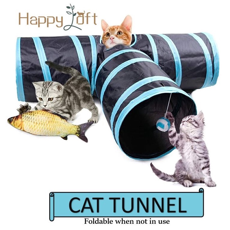 Cat Tunnel Cat Toy Tube Cat Toys 3 Way Collapsible Tunnel Bored Kitten ...