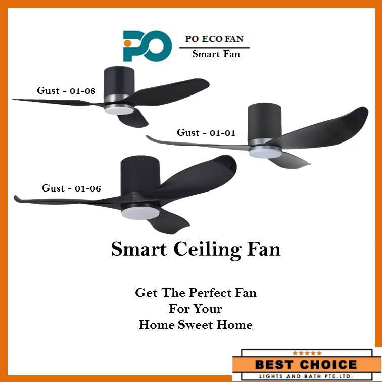 Yes Wifi PO ECO GUST H3 DC Motor Ceiling Fan Hugger PO_03+Blade Type01 ...