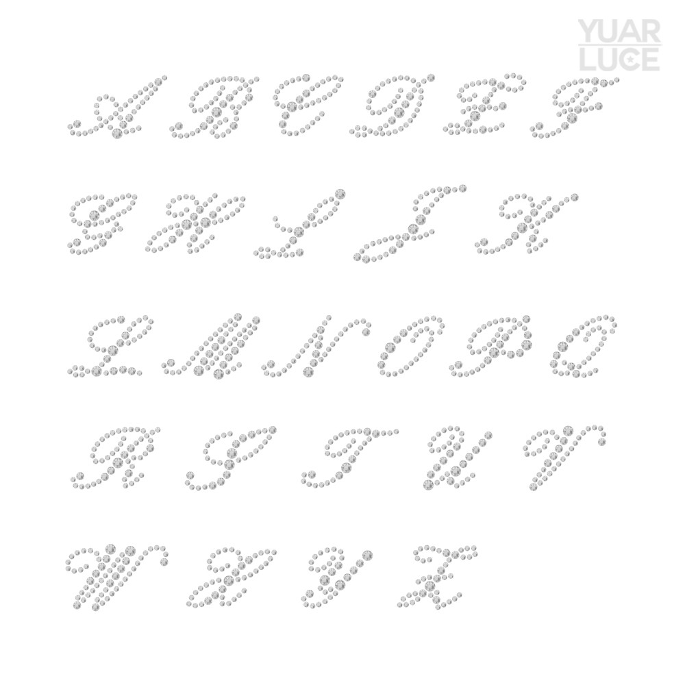 Cursive initials alphabet set (A-Z) (10set) - Hotfix Motif (Rhinestone ...