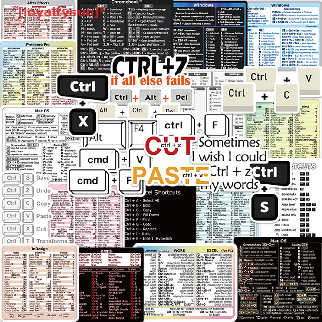 Sunny 30Pcs DIY Windows Excel/Word Quick Reference Keyboard Guide ...