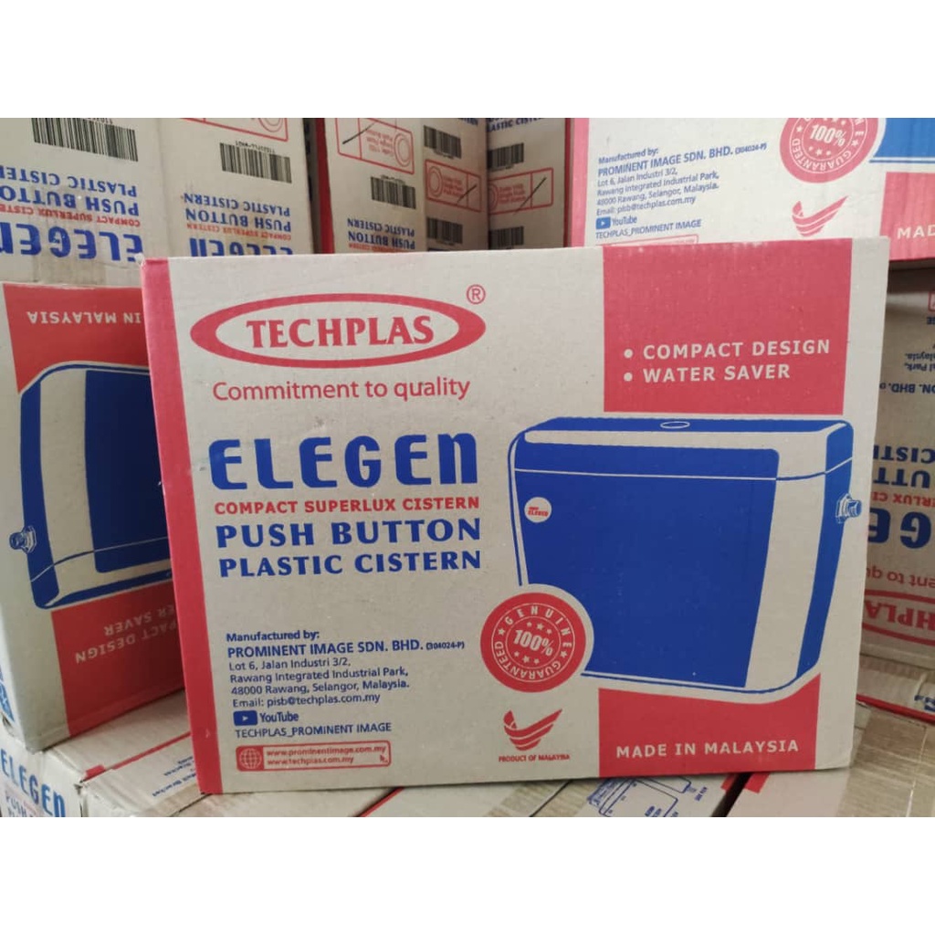 TECHPLAS Pvc Toilet Cistern Low Level Single Flush Push Button White ...