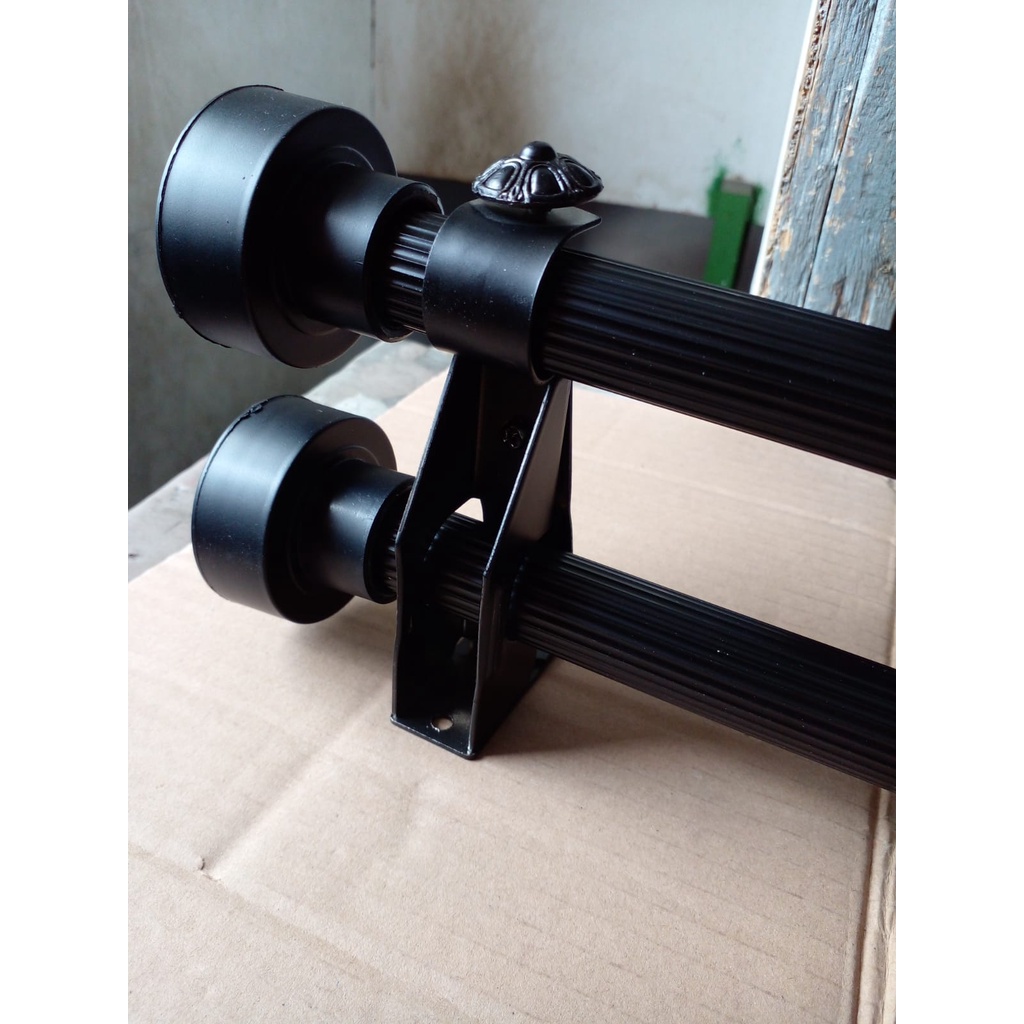 FULL SET OF DOUBLE ROUND CURTAIN RODS COMPLETE MINI CLOSE | Shopee ...