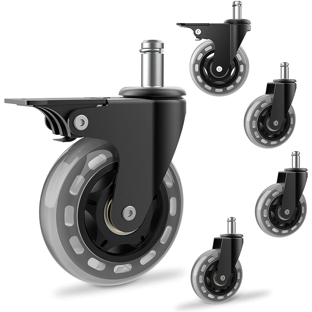 Office Chair Wheels with Brakes Locks Replacement Rubber Chair Casters ...