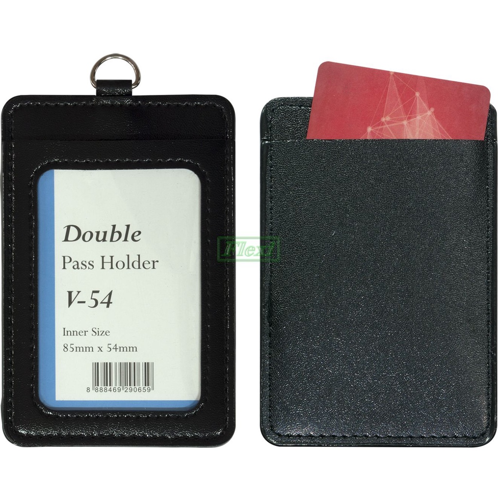 V-54 Portrait PU Leather Pass Card Holder Name Tag for Security Pass ...