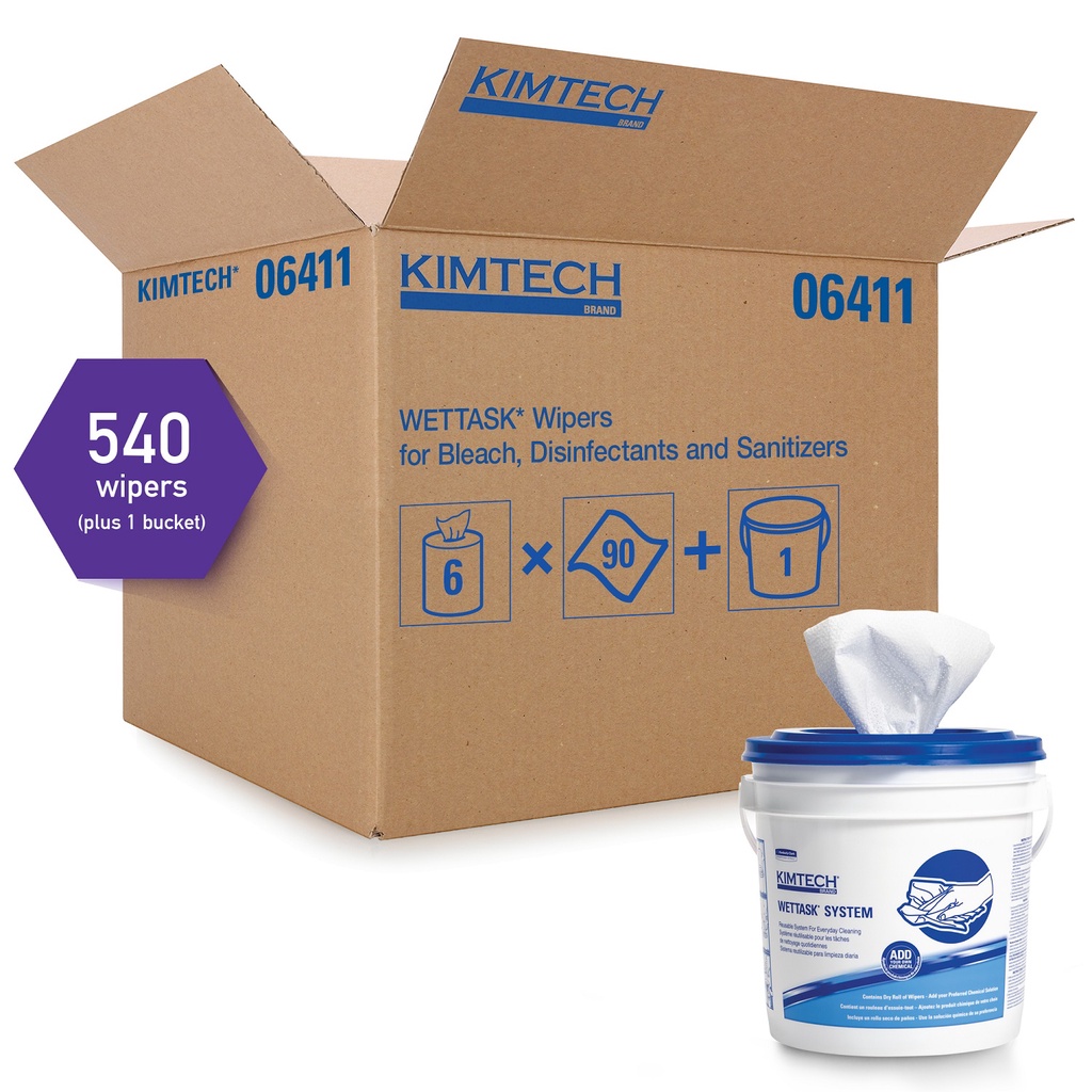 Kimtech WetTask Meltblown Wipers with Bucket (06411), 6 Rolls + 1 ...