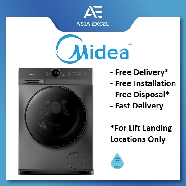 MIDEA MF200D100WB 10/7KG DARK GREY FRONT LOAD 2 IN 1 WASHER CUM DRYER ...